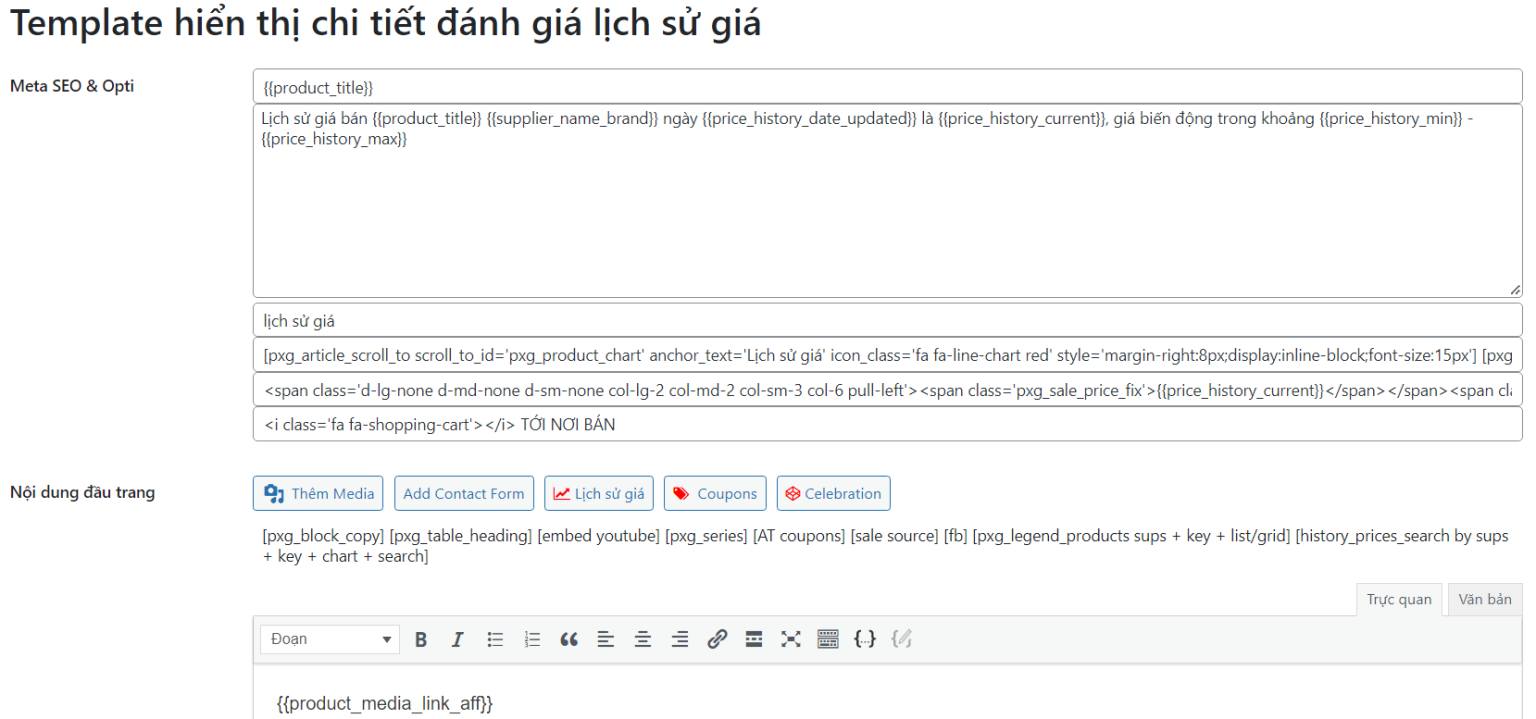 Định nghĩa template trang biểu đồ chi tiết Lịch Sử Giá Bán sản phẩm