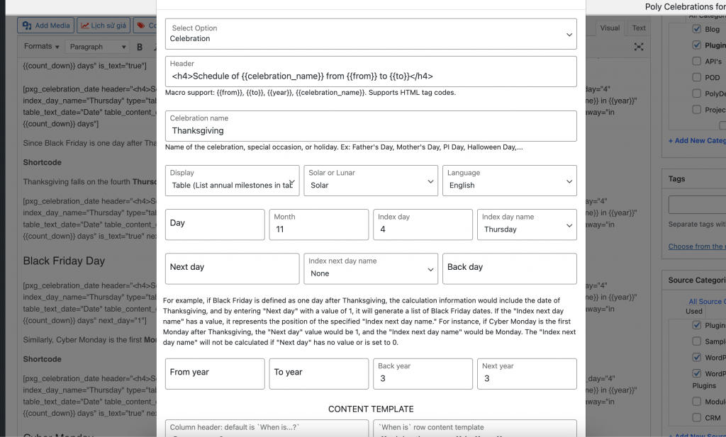 Poly Celebrations for WordPress