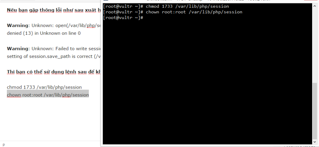 Fix lỗi Permission denied (13) in Unknown lỗi không có quyền ghi session