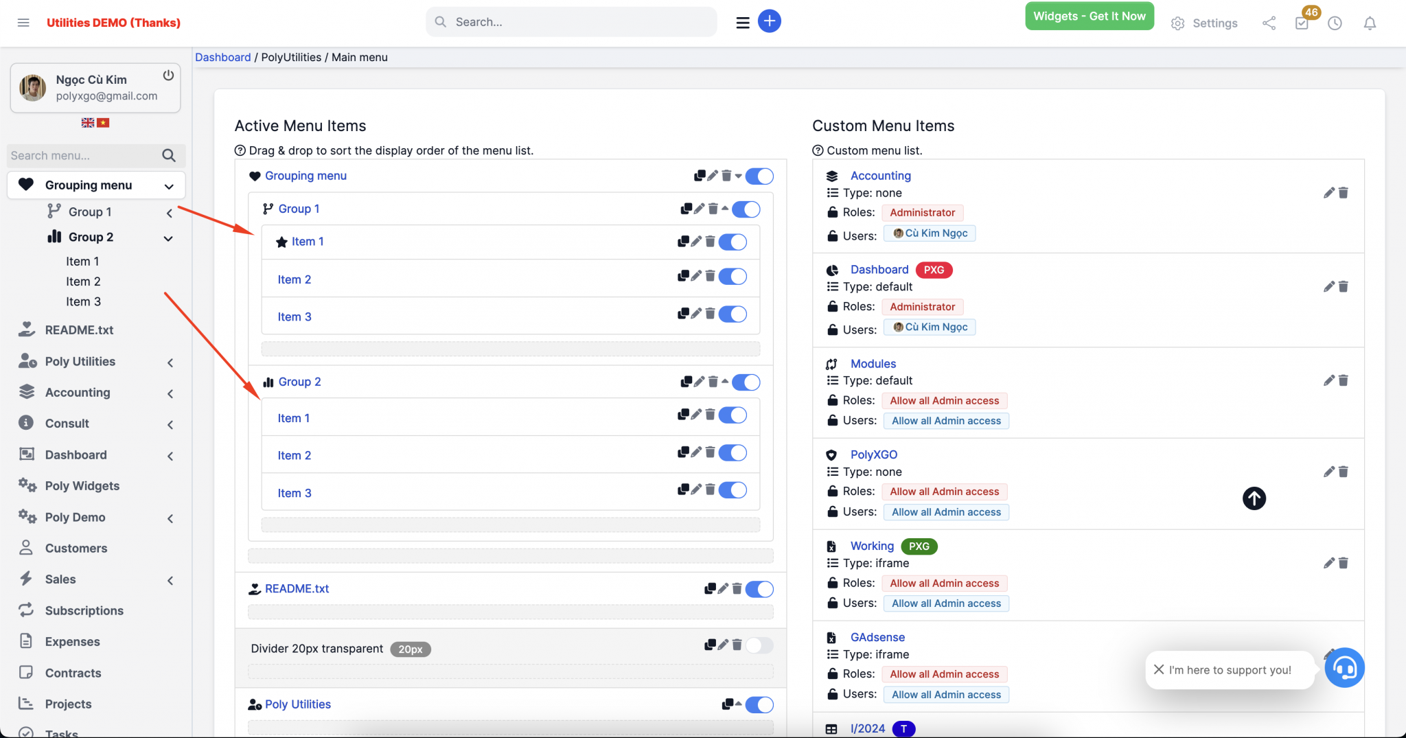 Customizing Menus for Perfex CRM