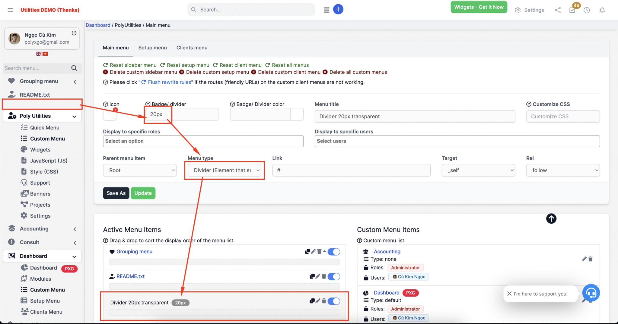 Customizing Menus for Perfex CRM