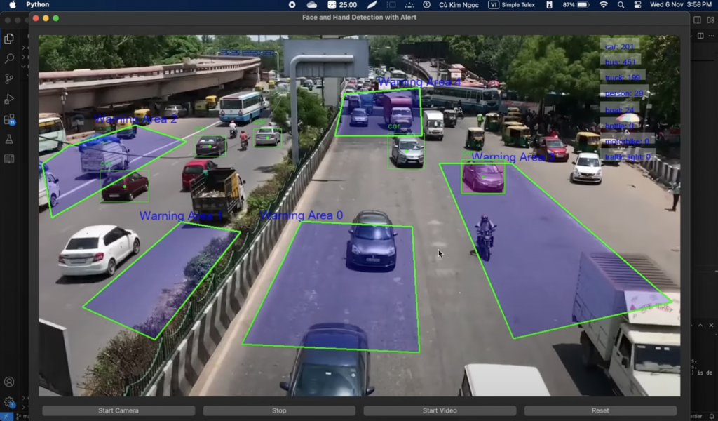 Detect points/ objects traffic in designated area with alert