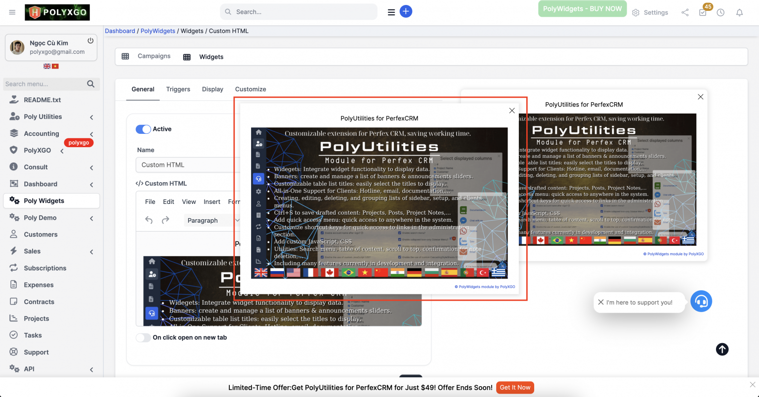 Guide to Install and Use PolyWidgets for Perfex CRM